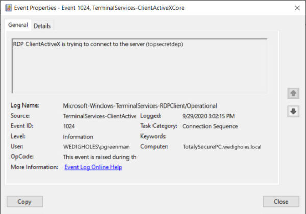 Making Sense of RDP Connection Event Logs | FRSecure