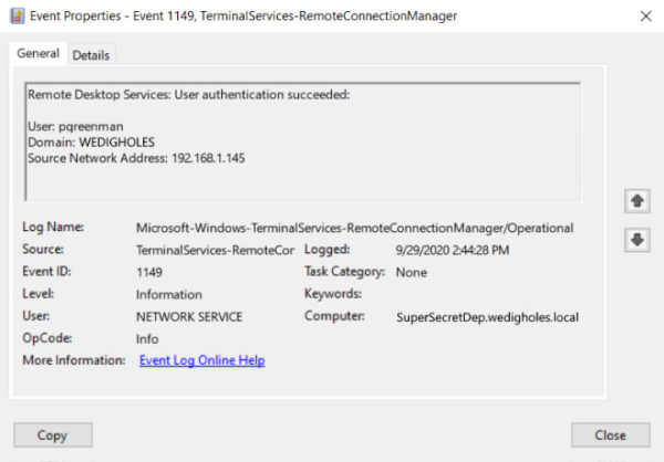 Making Sense of RDP Connection Event Logs | FRSecure