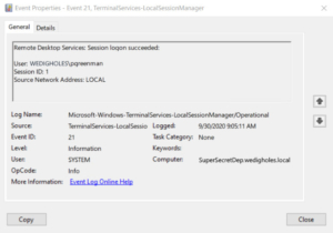 Making Sense of RDP Connection Event Logs | FRSecure