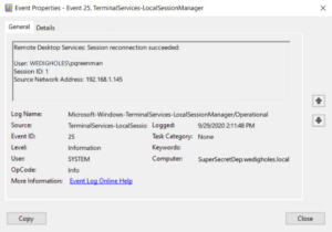 Making Sense of RDP Connection Event Logs | FRSecure